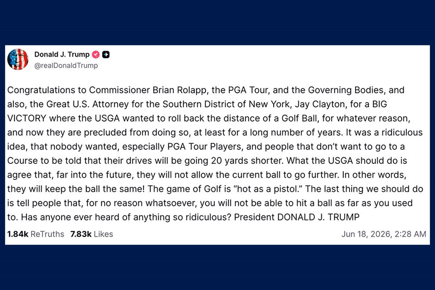 Donald Trump has say on 'ridiculous' golf ball rollback